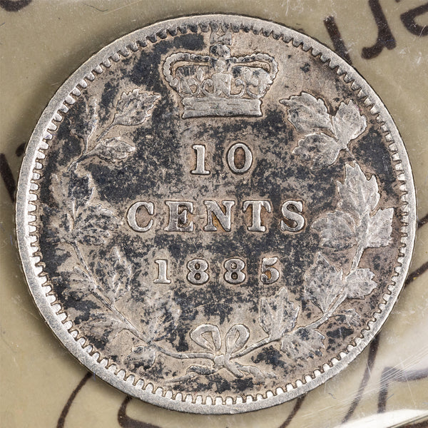 SOLD Canada 1885 Obv 4 10 Cents Dime Silver Coin - ICCS VF-20 - The Toronto Coin Shop
