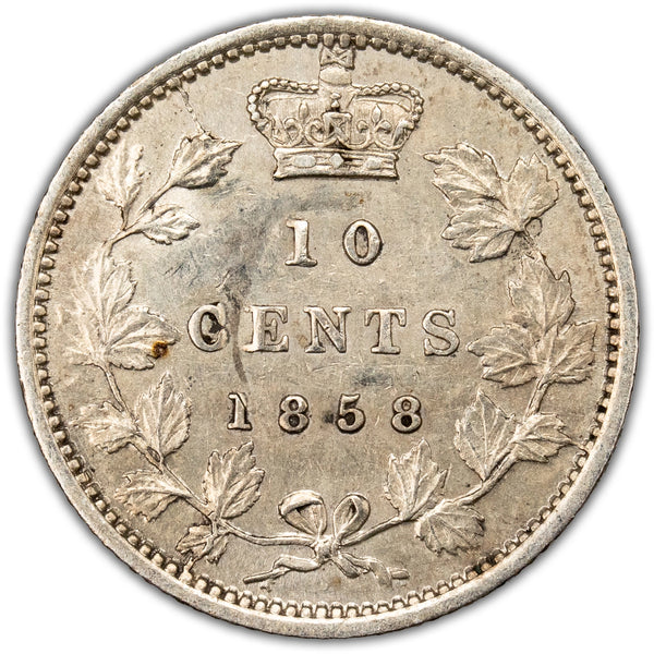 Canada 1858 10 Cents Dime Silver Coin First Year of Issue! - Extra Fin - The Toronto Coin Shop