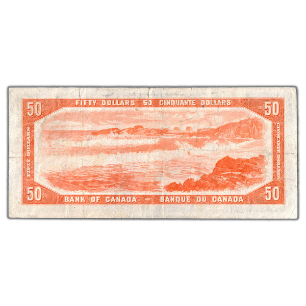 $50 1954 Bank of Canada Note Devil Face Coyne-Towers BC-34a - Fine+ - The Toronto Coin Shop