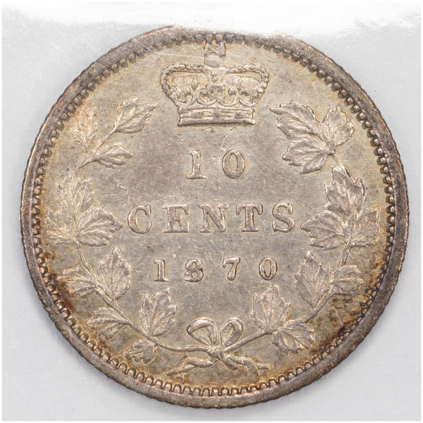 Canada 1870 Narrow '0' 10 Cents Dime Silver Coin - ICCS VF-30 - The Toronto Coin Shop
