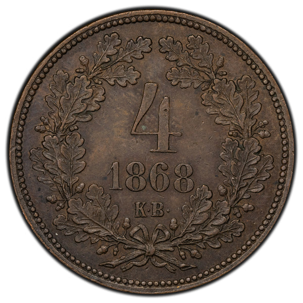SOLD Hungary 1868 4 Krajczar Coin KM #442 - The Toronto Coin Shop