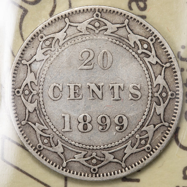 Newfoundland 1899 Hook 9's 20 Cents Silver Coin - ICCS VF-20 - The Toronto Coin Shop