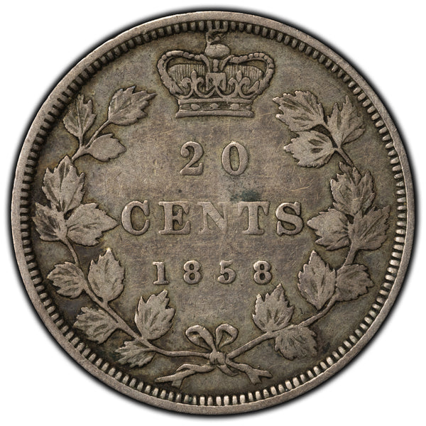 SOLD Canada 1858 20 Cents Silver Coin - One Year Type! - The Toronto Coin Shop