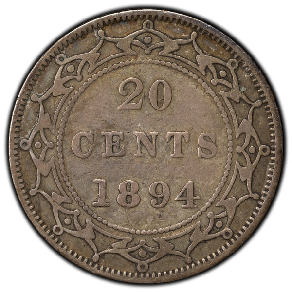 Newfoundland 1894 20 Cents Silver Coin - The Toronto Coin Shop