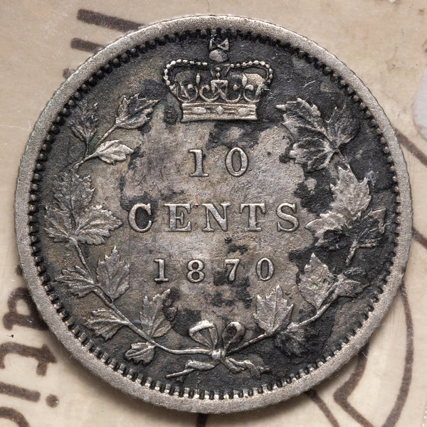 SOLD Canada 1870 Narrow 0 10 Cents Dime Silver Coin - ICCS F-12 (corro - The Toronto Coin Shop