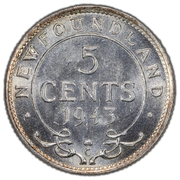 Newfoundland 1943-C 5 Cents Silver Coin - AU/UNC - The Toronto Coin Shop