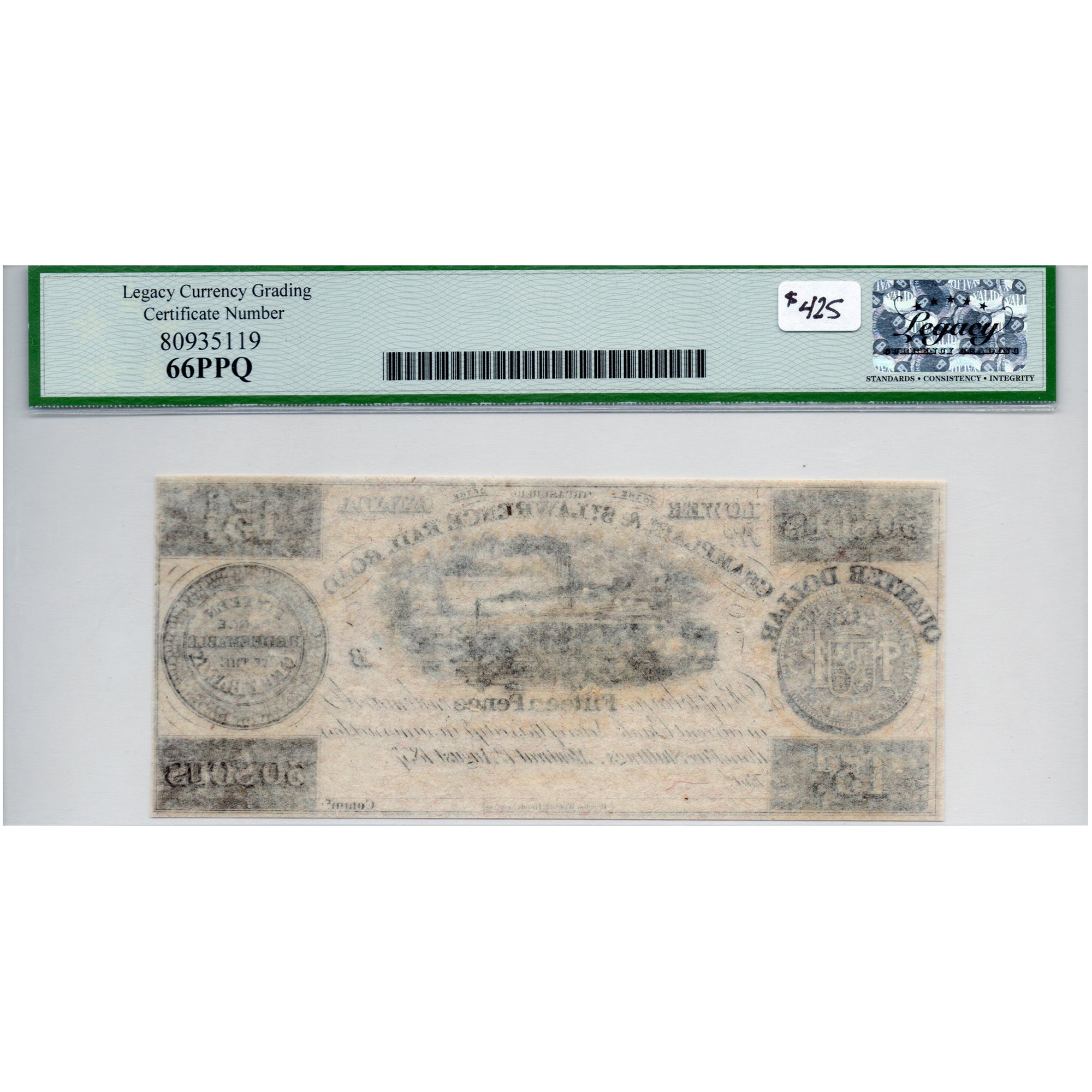 SOLD 15 Pence / 30 Sous 1837 Champlain St Lawrence Rail Road Note - LC ...