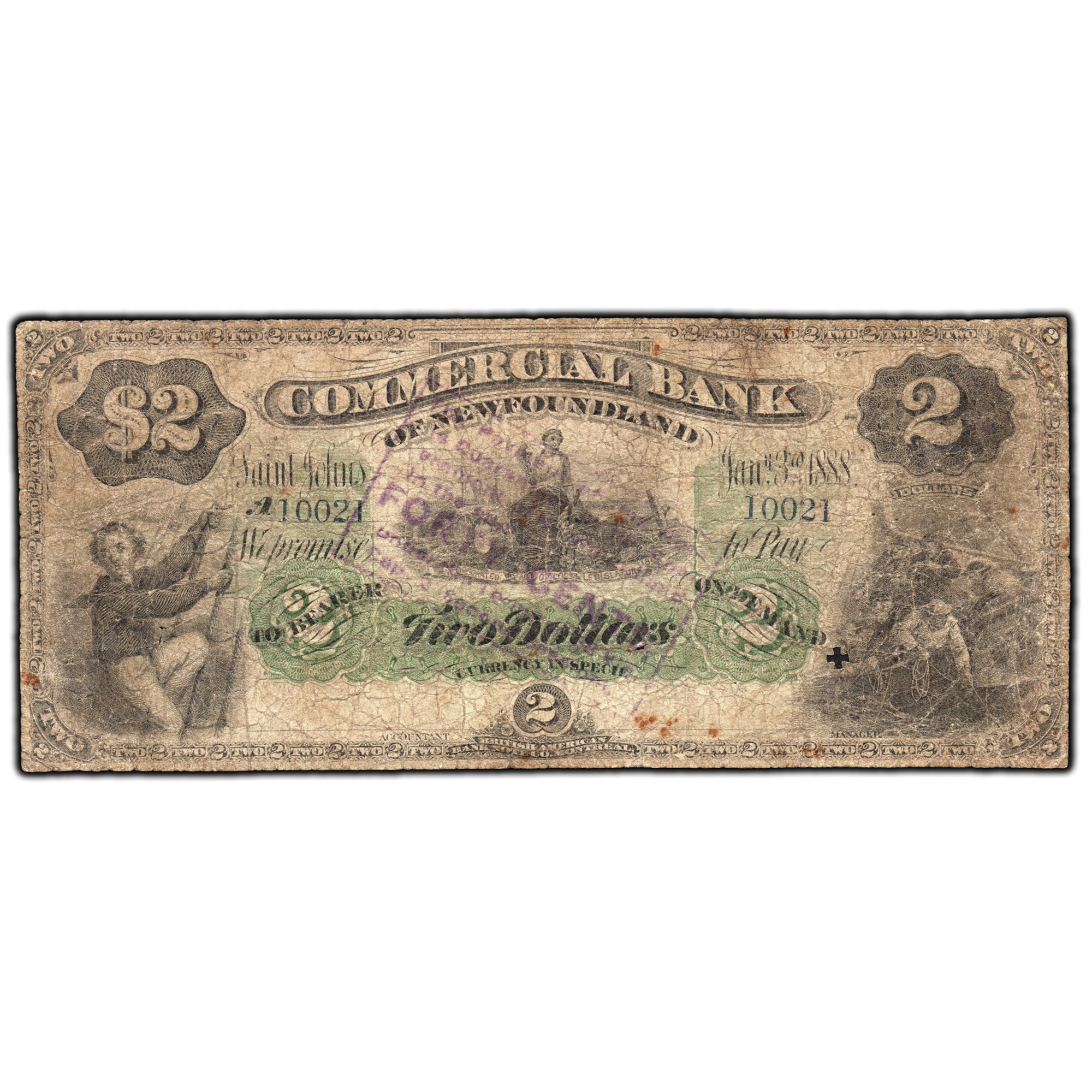SOLD $2 1888 Commercial Bank of Newfoundland Canada Chartered Note ...