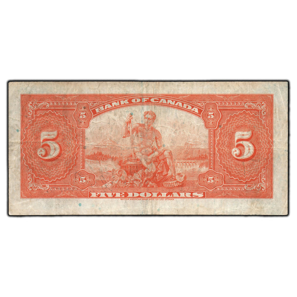 SOLD $5 1935 Bank of Canada Note English Text BC-5 - Very Fine - The ...