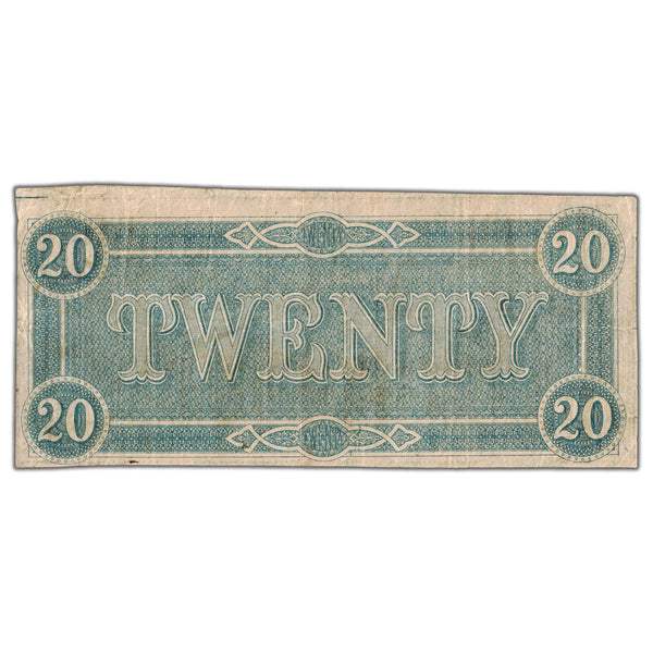 United States 1864 Confederate States of America $20 Twenty Dollars No ...