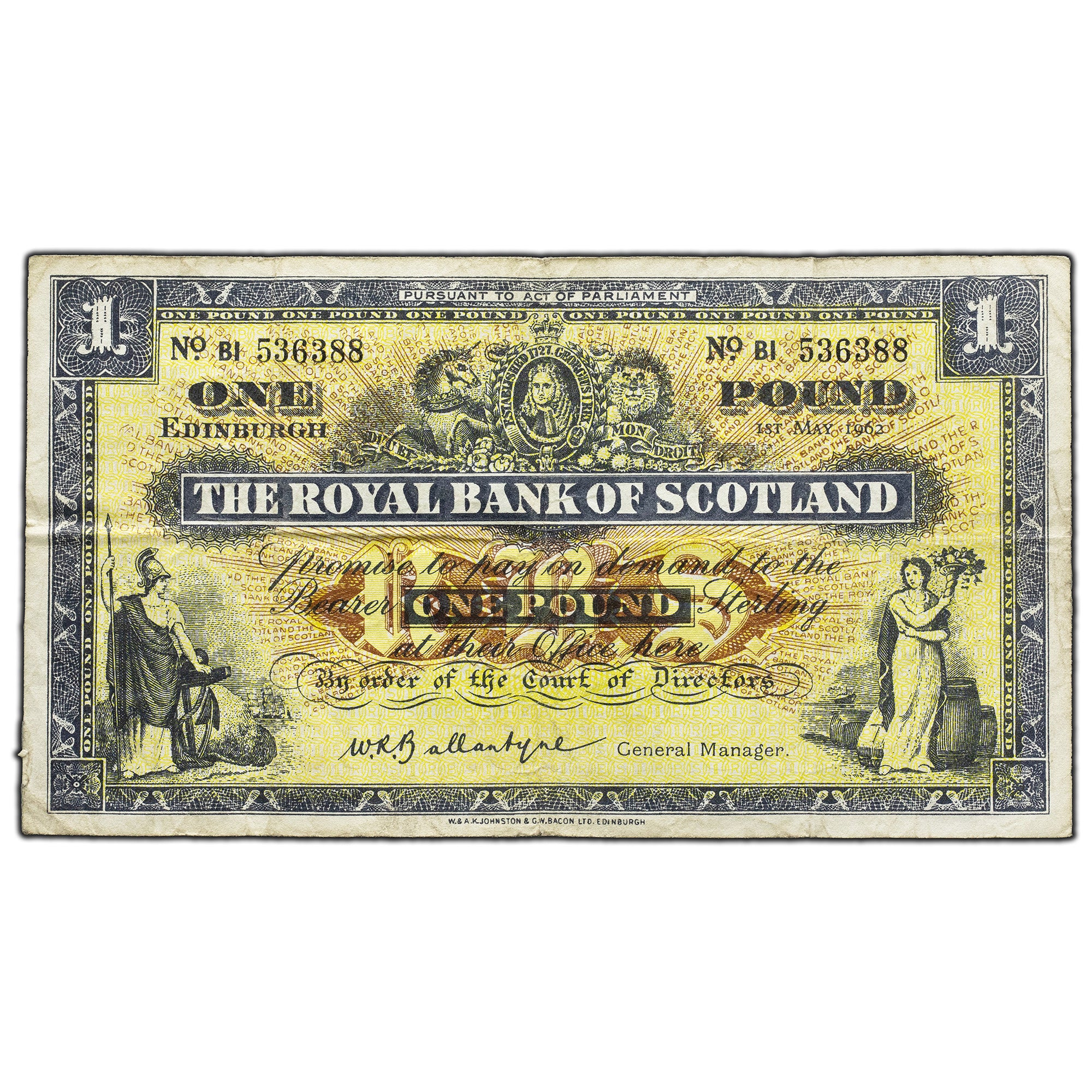 Scotland Royal Bank 1952 1 One Pound Note - The Toronto Coin Shop