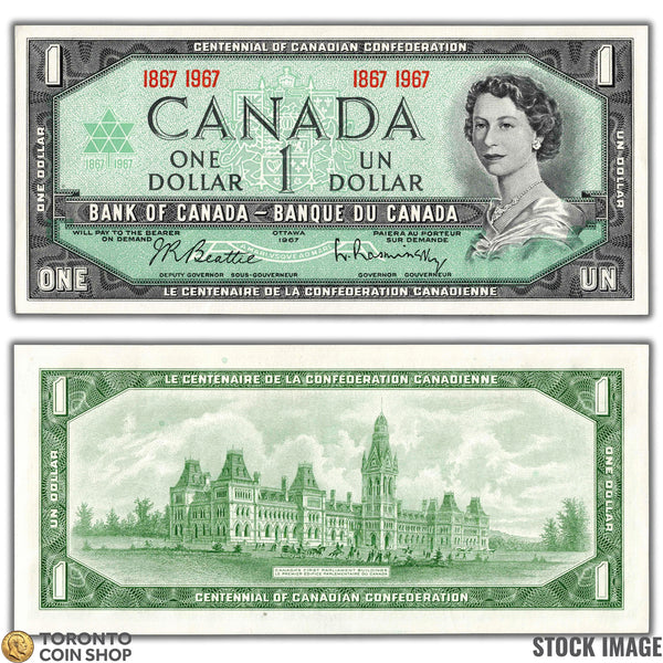 $1 1967 Bank of Canada Note 1867-1967 Centennial Issue No Serial - Unc ...