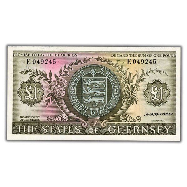 Guernsey (1969-75) 1 One Pound Note P #45b - UNC - The Toronto Coin Shop