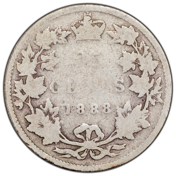 Canada 1888 25 Cents Quarter Silver Coin - aG - The Toronto Coin Shop