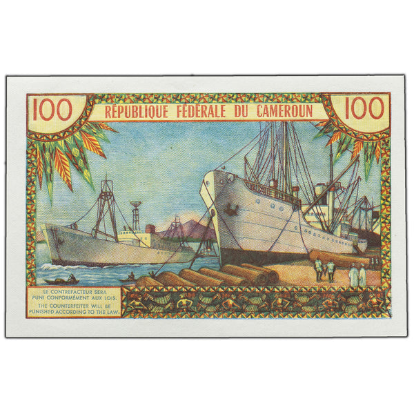 SOLD Cameroon 1962 100 Francs Note P #10 - UNC - The Toronto Coin Shop