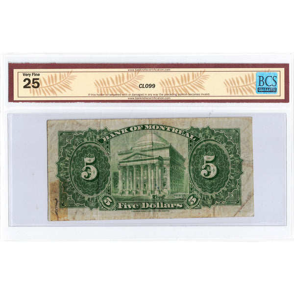 $5 1938 Bank of Montreal Canada Chartered Note #505-62-02 - BCS VF-25 ...