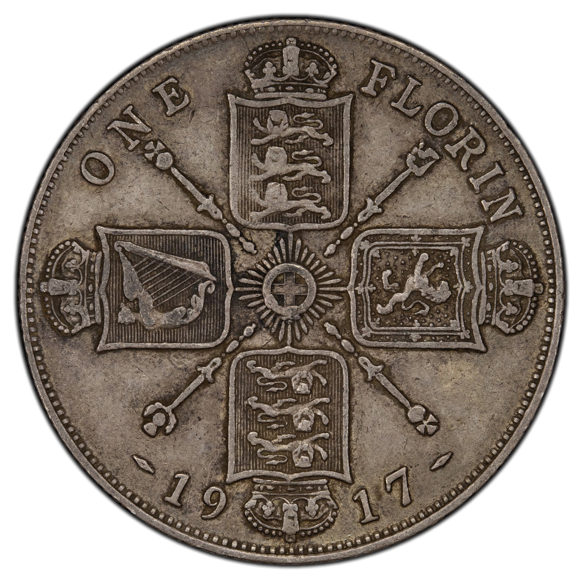 SOLD Great Britain 1917 1 One Florin Silver Coin - The Toronto Coin Shop