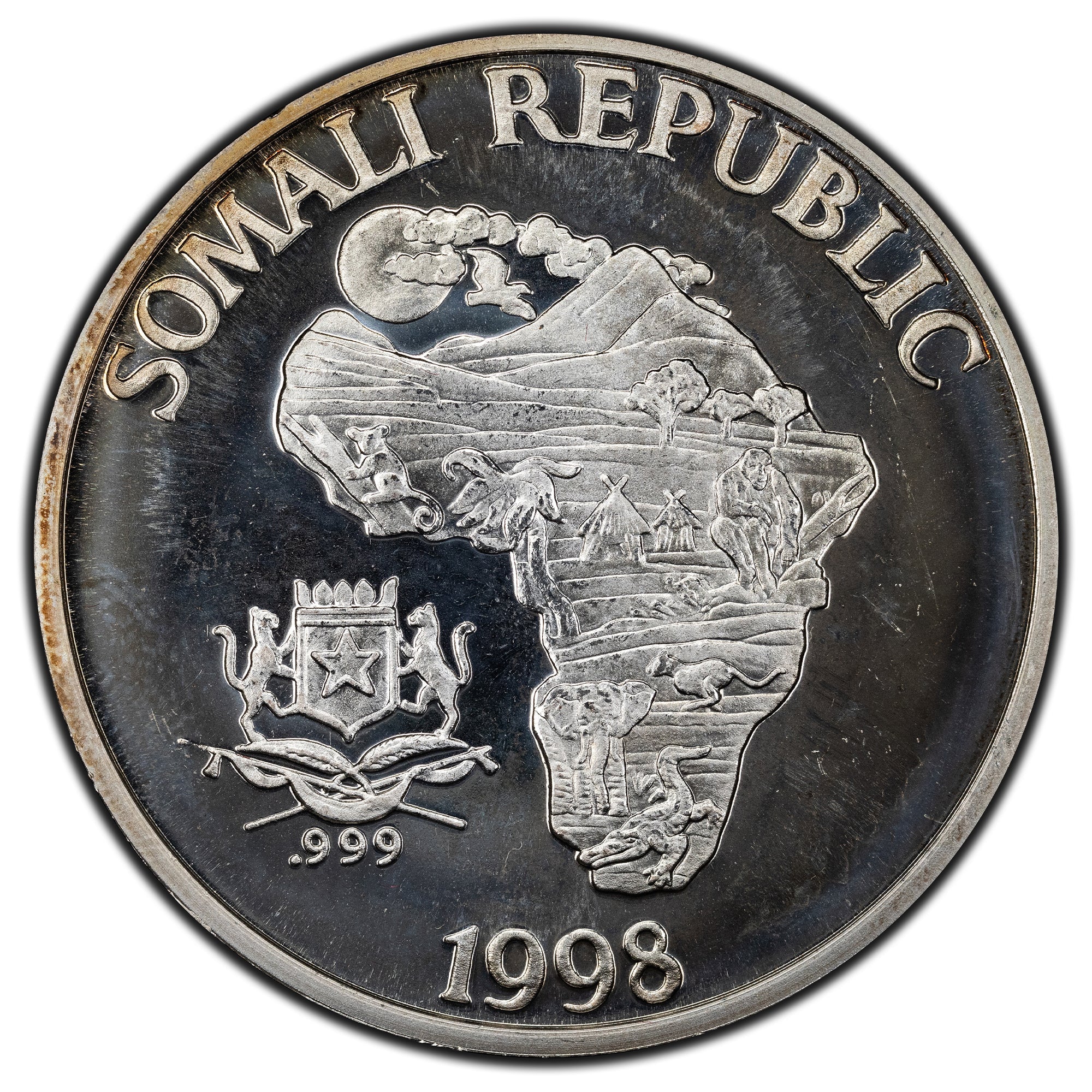 SOLD Somalia 1998 $10 1oz .999 Fine Silver Coin - The African Monkey ...