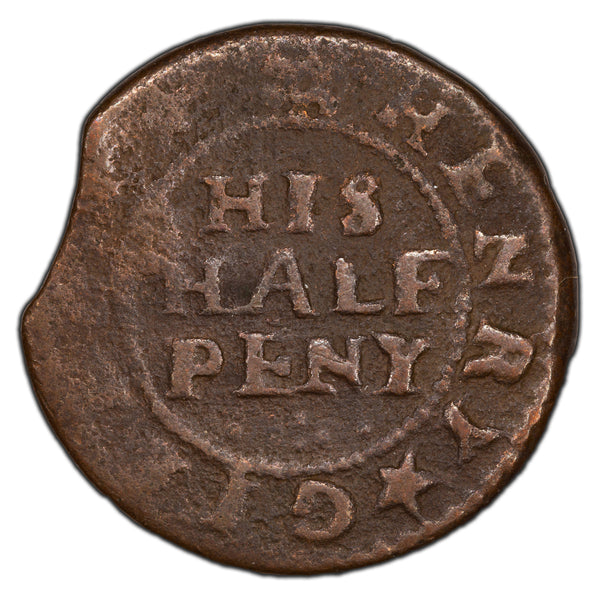 SOLD Great Britain Worcestershire 1666 Henry Gibbs 1/2 Half Penny Toke ...
