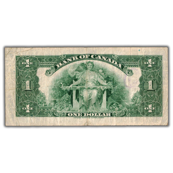 $1 1935 Bank of Canada Note English Text Series B BC-1 - Faded Stamp o ...