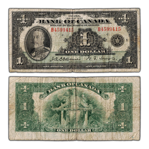 $1 1935 Bank of Canada Note English Text Letter 'B' BC-1 - VG/F - The ...