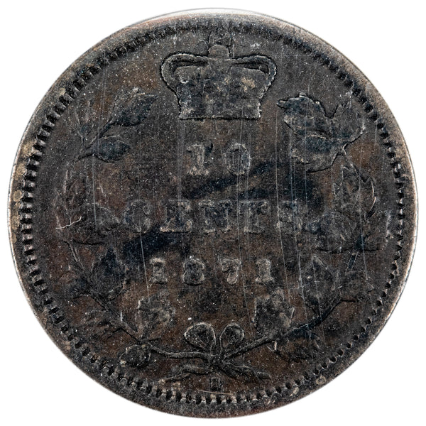 Canada 1871-H 10 Cents Dime Silver Coin - ICCS F-12 - The Toronto Coin Shop