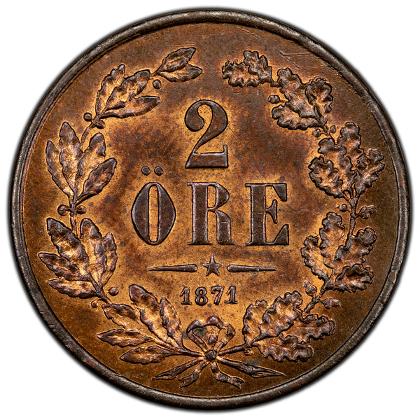 Sweden 1871 2 Two Ore Coin - The Toronto Coin Shop