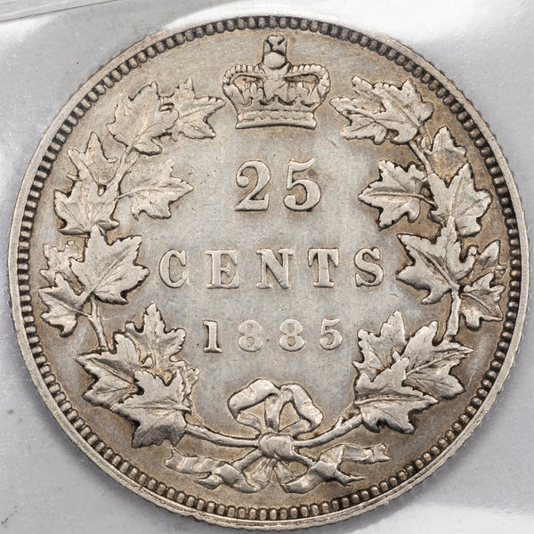 SOLD Canada 1885 Curved Top 5 25 Cents Quarter Silver Coin - ICCS VF-3 ...