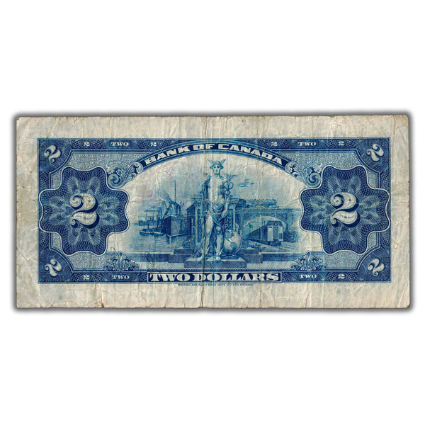 $2 1935 Bank of Canada Note English Text BC-3 - Writing/Faded Stamp on ...