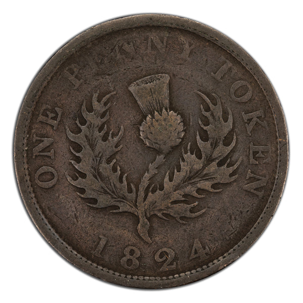 Nova Scotia 1824 1d One Penny Token NS-2A4 - Fine - The Toronto Coin Shop