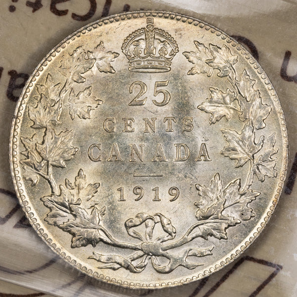 SOLD Canada 1919 25 Cents Quarter Silver Coin - ICCS AU-58 - The ...
