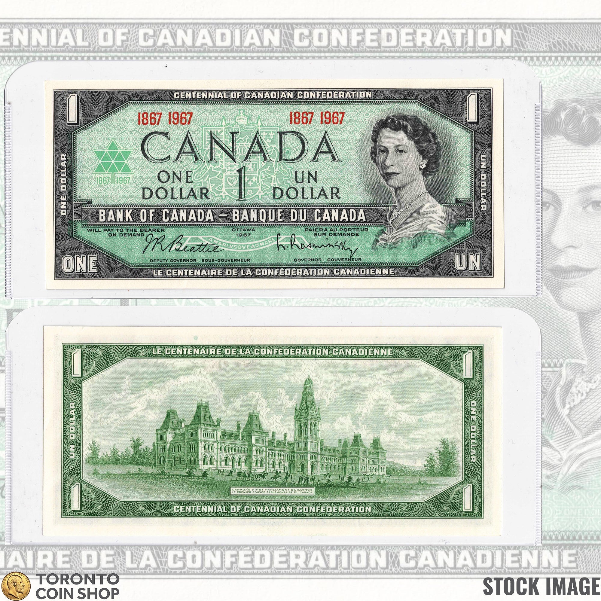 $1 1967 Bank of Canada Note 1867-1967 Centennial Issue No Serial - Unc ...