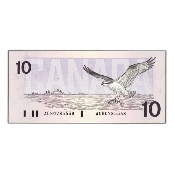 SOLD $10 1989 Bank of Canada Note Thiessen-Crow ADB Prefix BC-57a - Ch ...