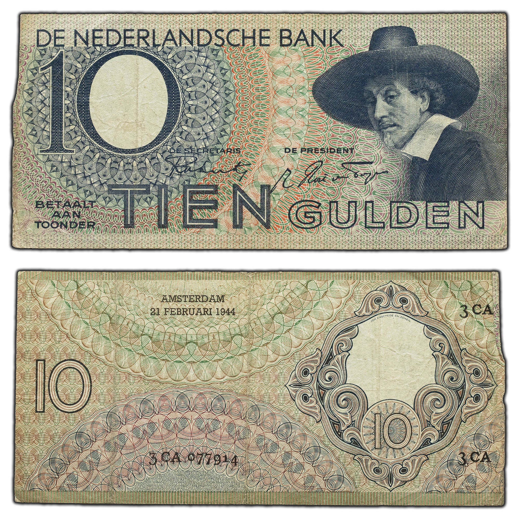 SOLD Netherlands 1944 10 Ten Gulden Note - The Toronto Coin Shop