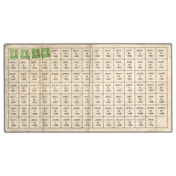 SOLD $1 1936 Alberta Prosperity Certificate Note 17 Stamps A-1 - VF+ ...