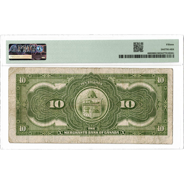 SOLD $10 1917 Merchants Bank of Canada Chartered Note Macarow #460-20 ...