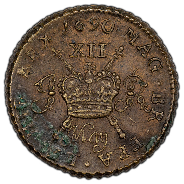 Ireland 1690 May Gun Money Shilling Coin - The Toronto Coin Shop