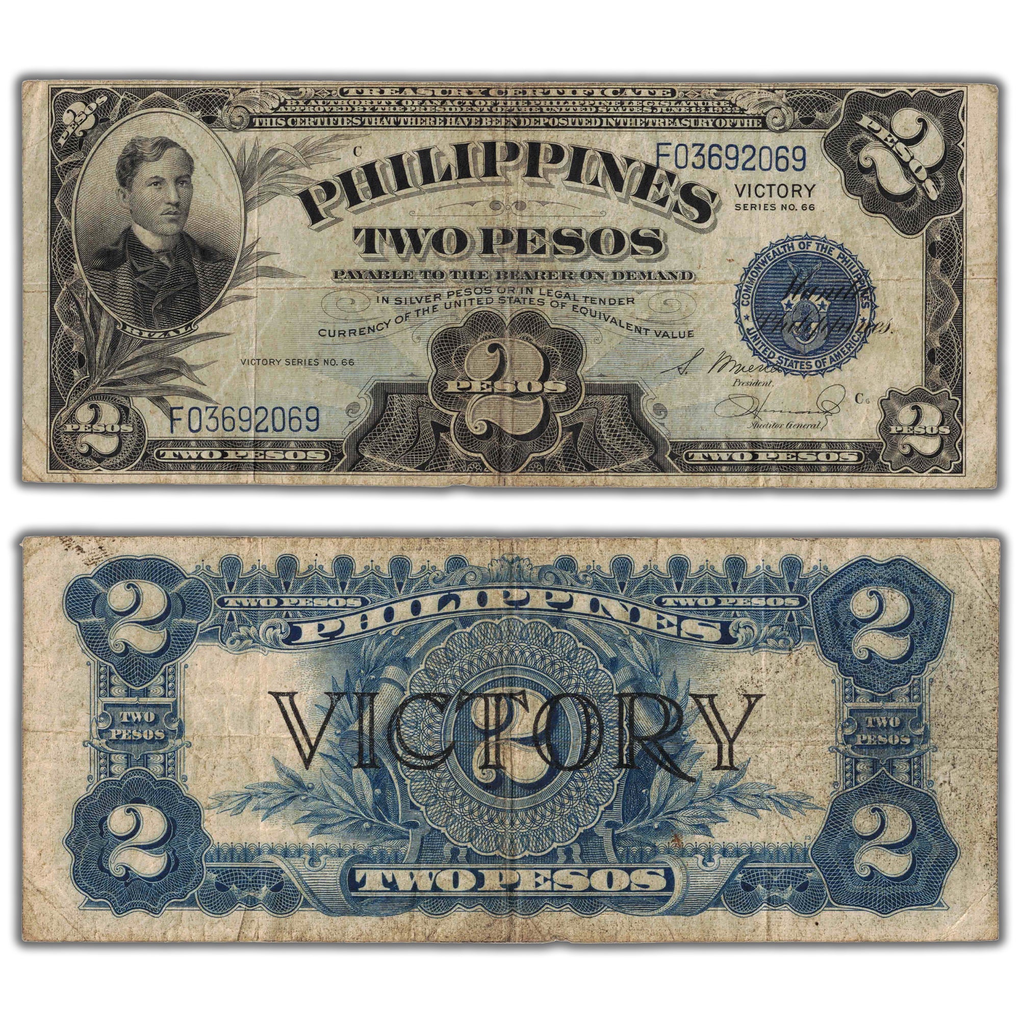 SOLD Philippines Victory Series 1944 2 Pesos Note P #95a - The Toronto ...