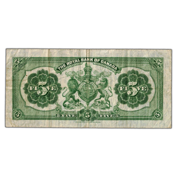 SOLD $5 1927 Royal Bank of Canada Chartered Note CH #630-14-02 - VF ...