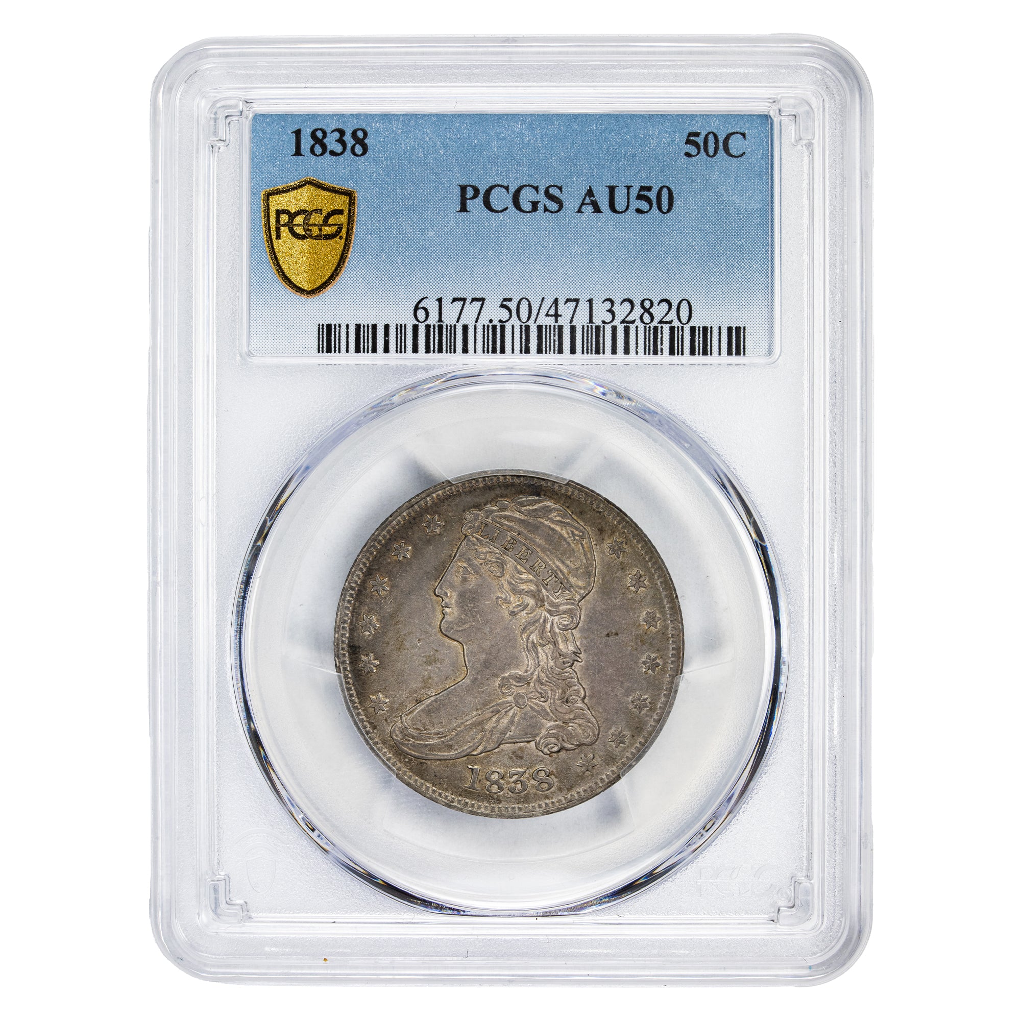 SOLD United States 1838 50 Cents Capped Bust Half Dollar Silver Coin ...