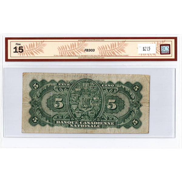 $5 1935 Banque Canadienne Nationale Canada Chartered Note #85-14-02 ...