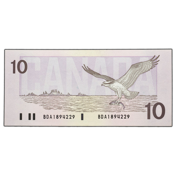 SOLD $10 1989 Bank of Canada Note Thiessen-Crow BDA Prefix BC-57a - Ch ...