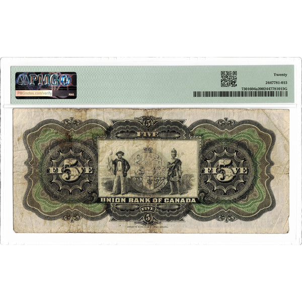 SOLD $5 1912 Union Bank of Canada Chartered Note #730-16-04a - PMG VF ...