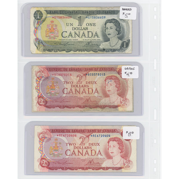 $1-2 1973-74 Bank of Canada Notes Replacements - Lot of 6 - Retail $40 ...