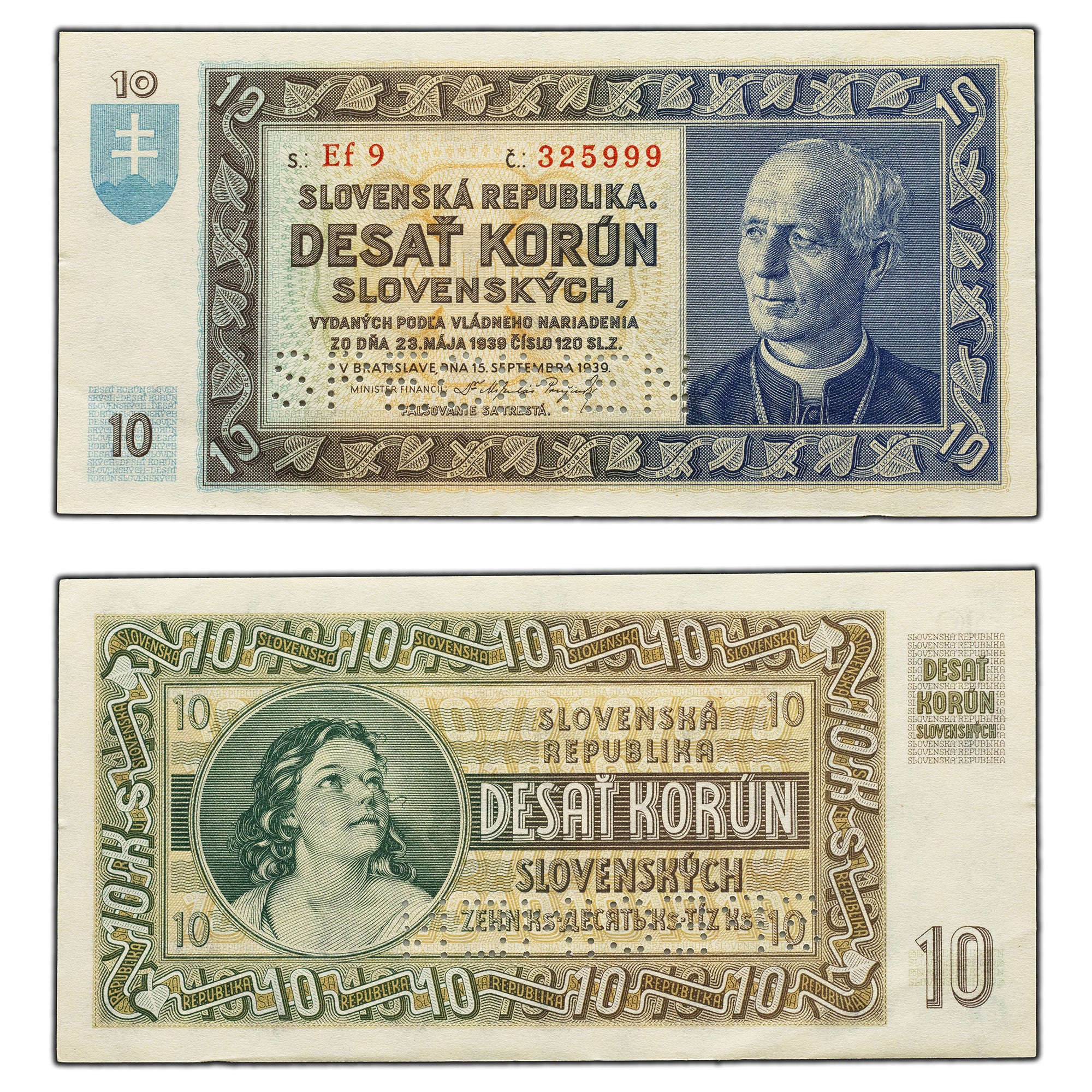 SOLD Slovakia 1940 10 Korun Note - Perforated Specimen - The Toronto ...
