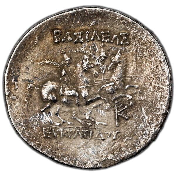 SOLD Ancient Greece Bactria Eukratides I 170-145 BC AR Tetradrachm Sil ...
