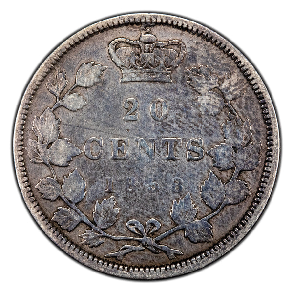 Canada 1858 20 Cents Silver Coin One Year Type! - Obverse Delamination ...