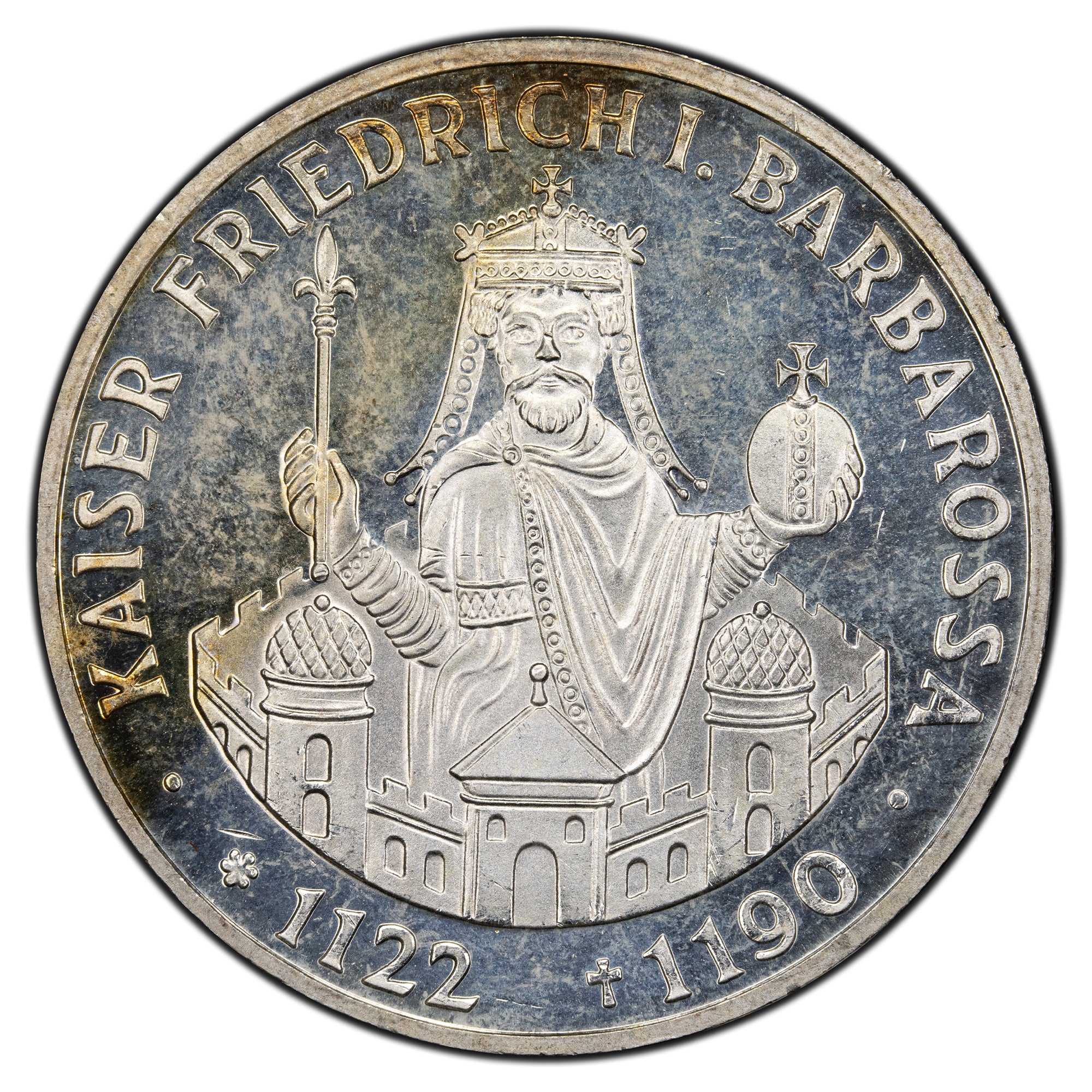 SOLD Germany 1990-F 10 Mark Silver Coin - Kaiser Friedrich I. Barbaros ...