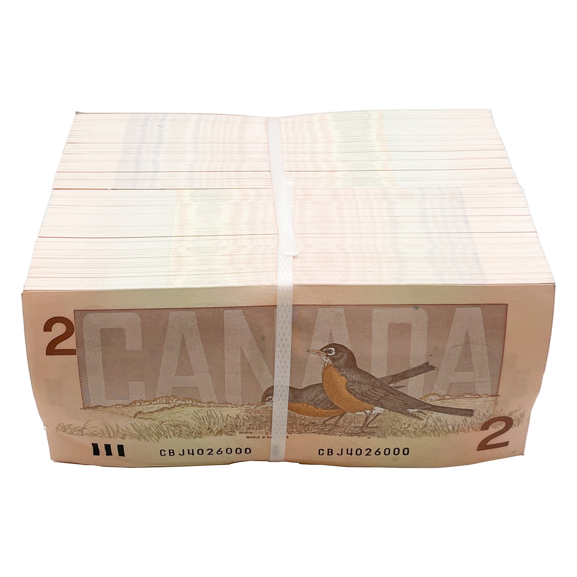 SOLD $2 1986 Bank of Canada Notes CBJ Prefix - Brick of 1000 Consecuti ...