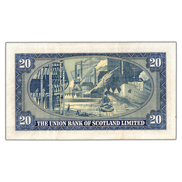 SOLD Scotland Union Bank 1953 20 Twenty Pounds Note P #S818 - VF+ (lig ...